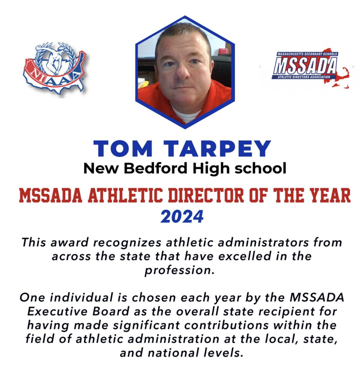 New Bedford’s Tarpey Named AD of the Year - Big 3 Conference